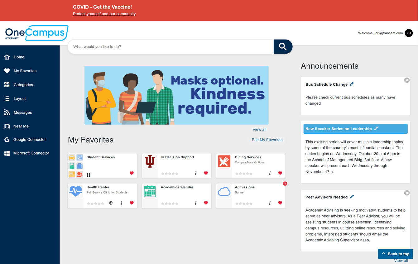 Enhanced Main Page and Global Announcements Carousel | OneCampus ...